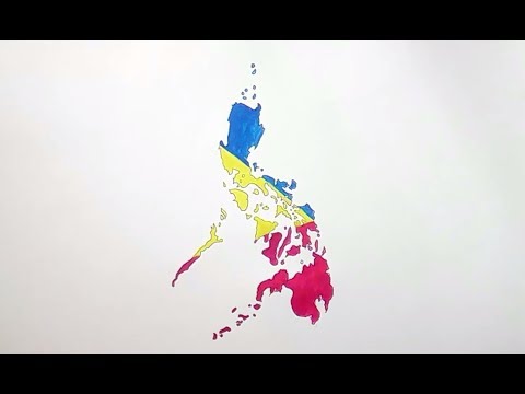 Philippines Flag Map Drawing With Watercolor