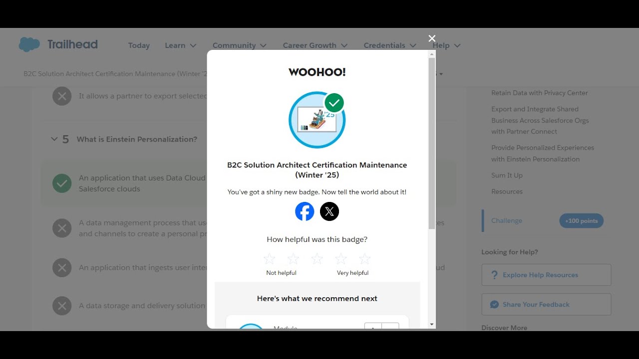 B2C Solution Architect Certification Maintenance (Winter '25) | Salesforce Trailhead 2025 | US Guide