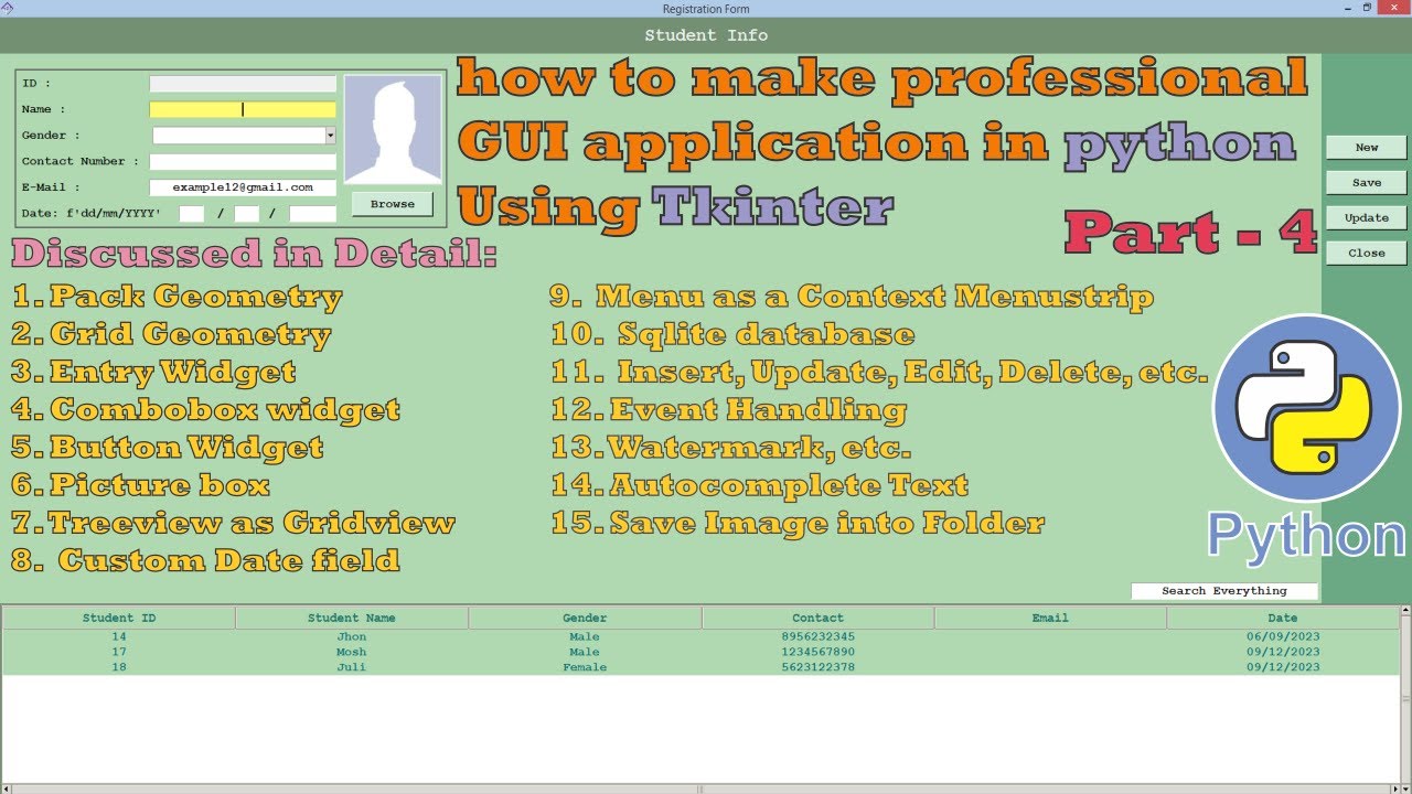 python tkinter tutorial | part - 4 | how to make professional GUI application in python tkinter