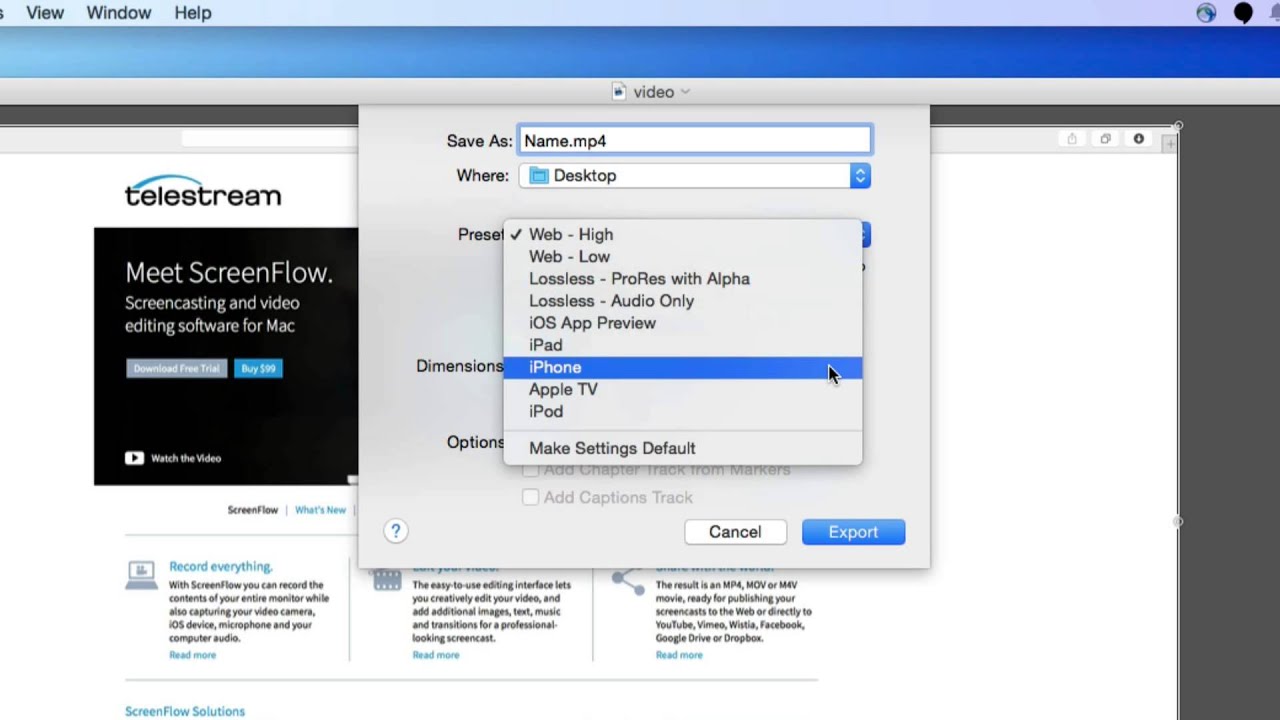 ScreenFlow 5 Export Options