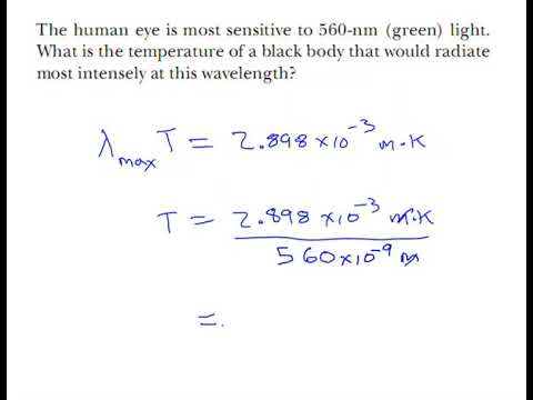 The human eye is most sensitive to 560-nm (green) light. What is the tempe