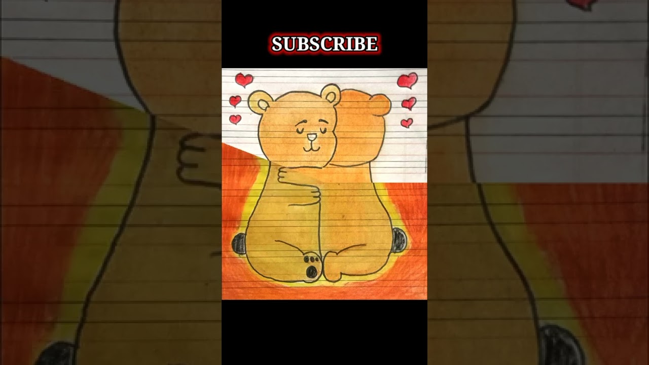 #shorts Learn to draw cute teddy bears hugging each other happy hug day valentine week special