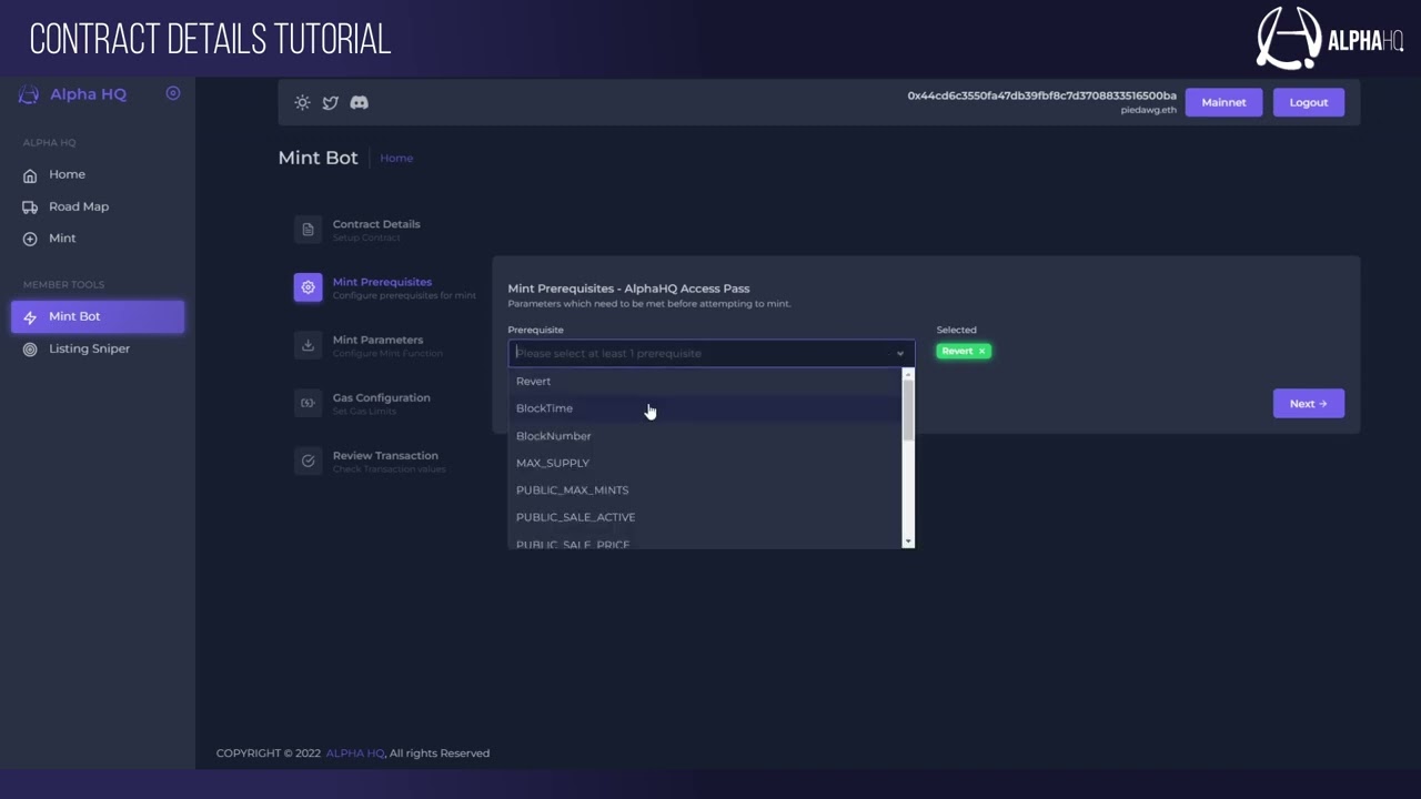 AlphaHQ Mint Prerequisites Tutorial