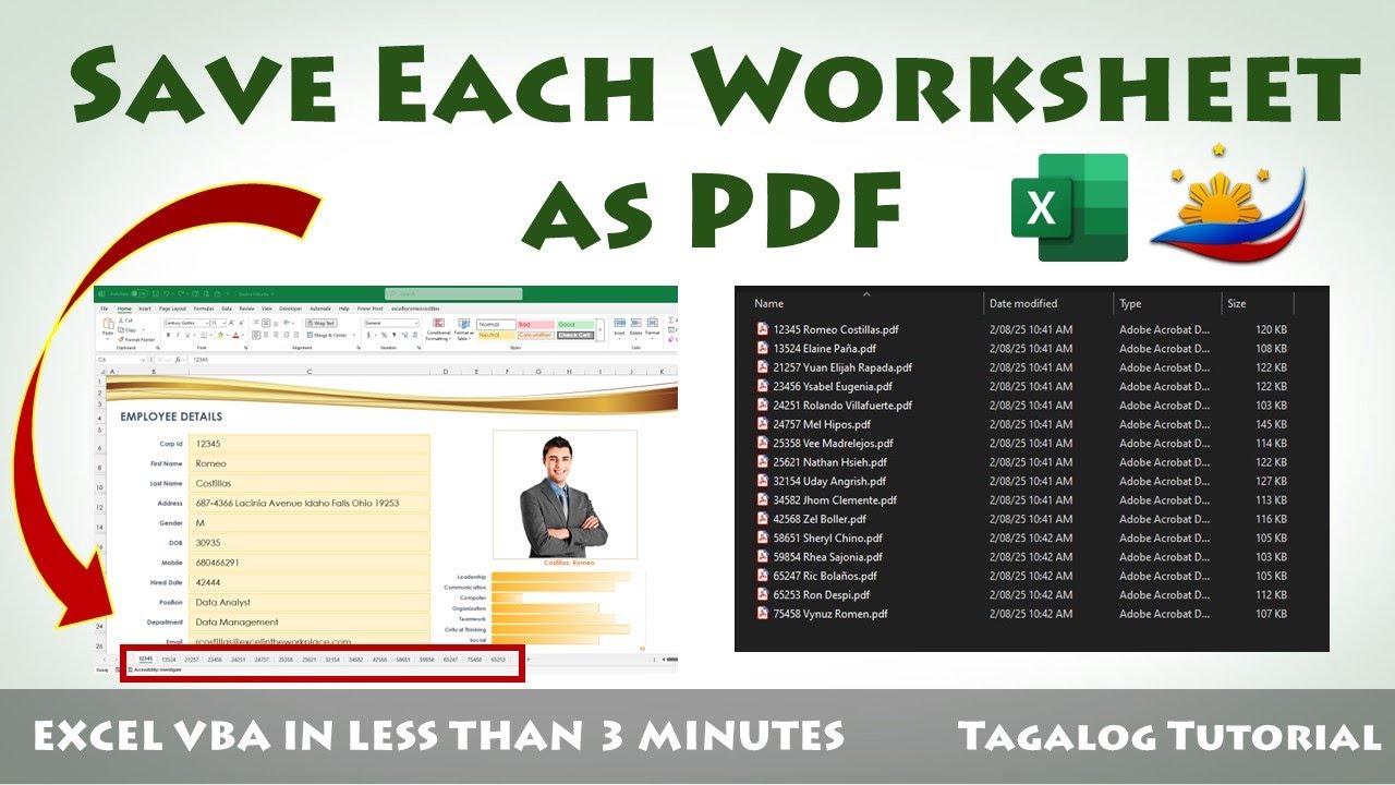 Save Each Worksheet As PDF | Excel VBA Tagalog