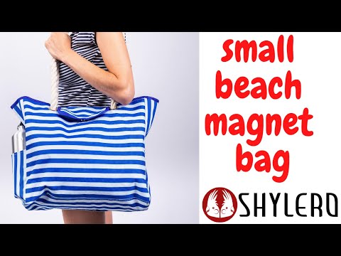 SHYLERO Beach Bag XL - Magnet Closure - Brught Blue Stripes - Features - shylero.com/shop