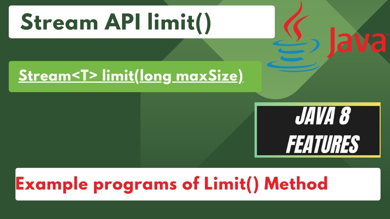 8.8 Stream API limit method | limit() method in java 8 | Example programs for limit() | java 8 limit