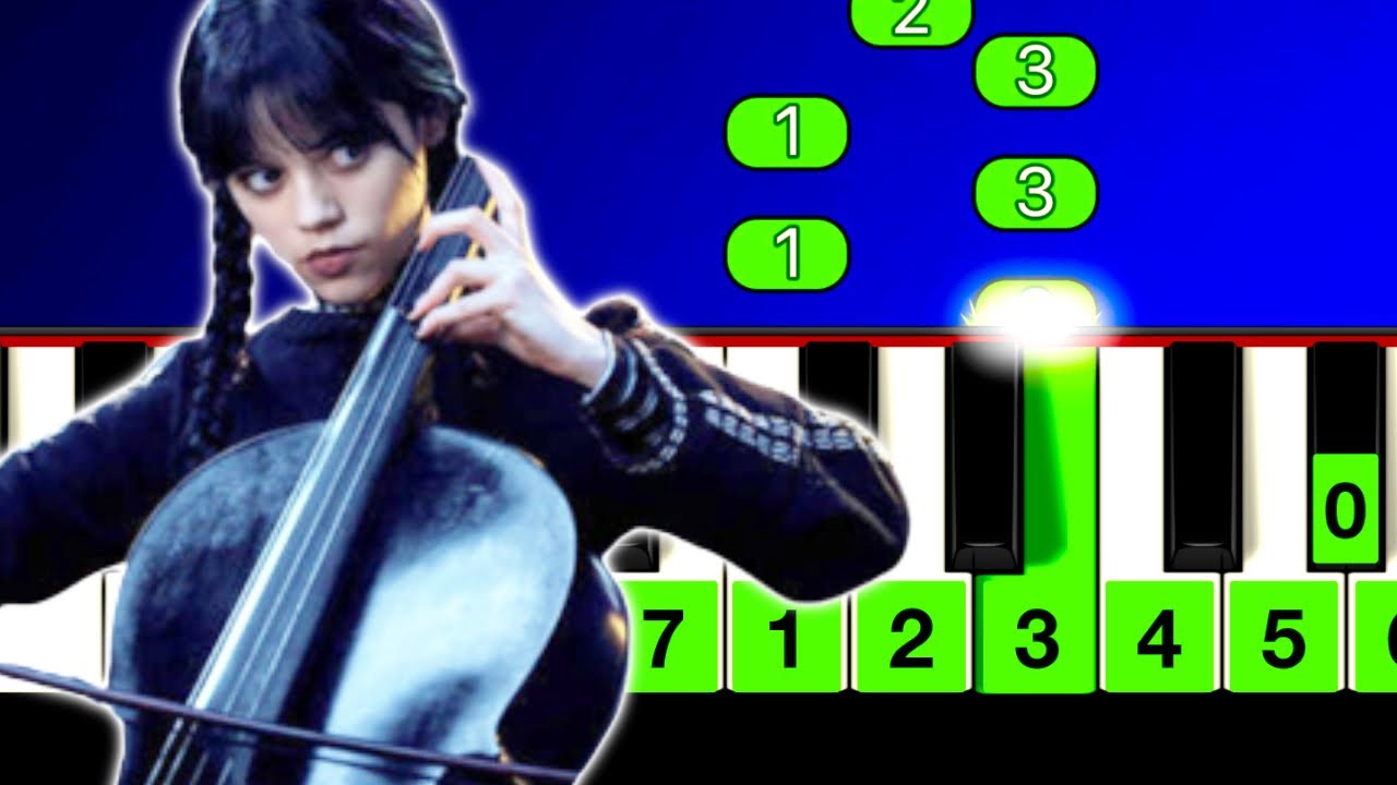 Wednesday Plays The Cello - Wednesday Piano Cover Tutorial (Très facile avec chiffres) - Au Piano.Fr