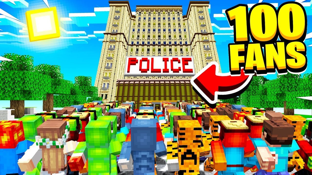 100 FANS RAID THE POLICE MINECRAFT SERVER!