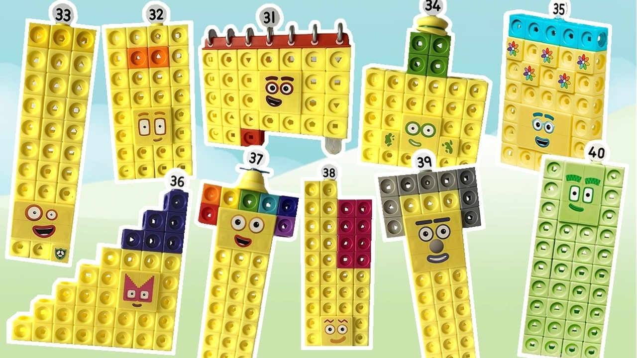 Official Numberblock Mathlink Cubes 31-40 | Numberblock Toys | Times Tables, Square Numbers & More