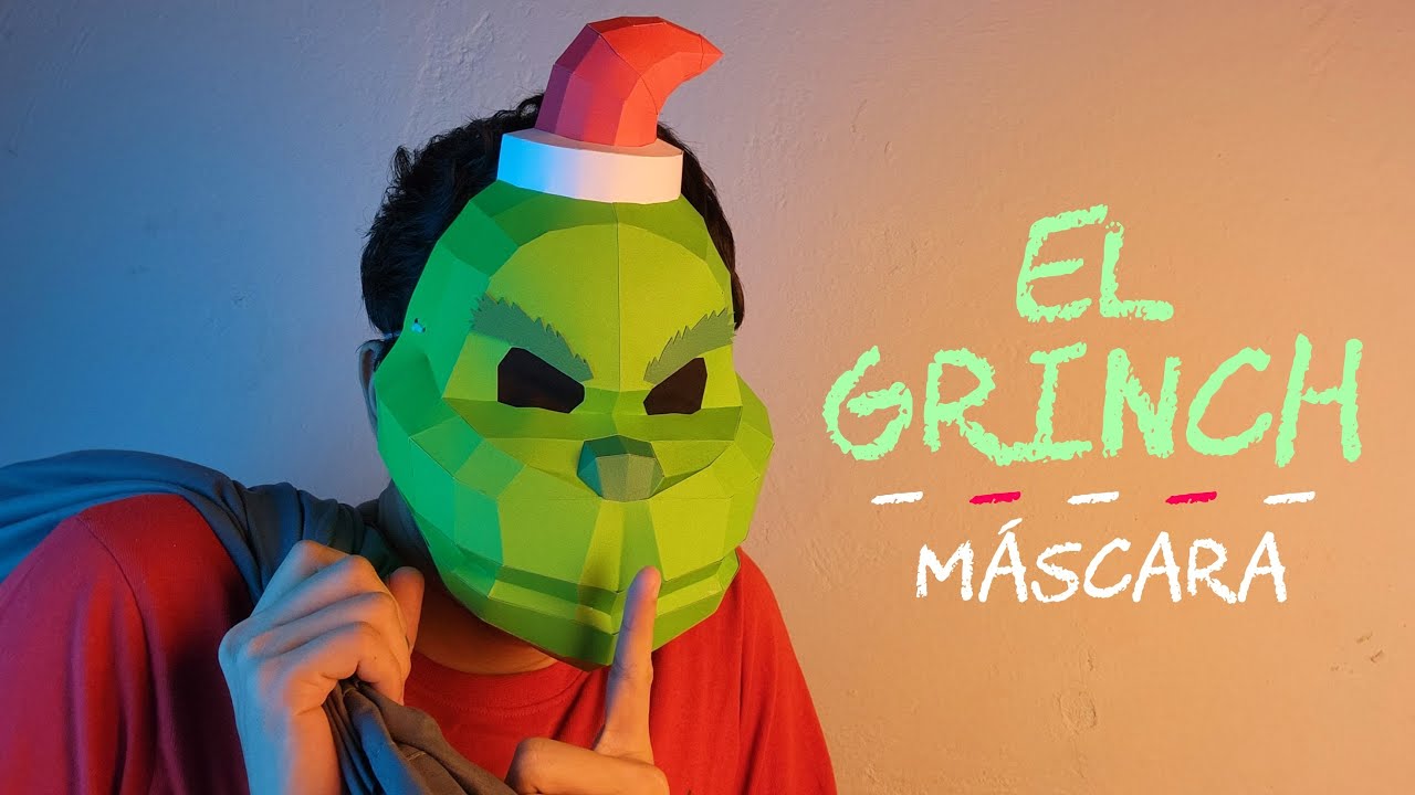 Cómo hacer la Máscara de El Grinch con cartulina - Momuscraft