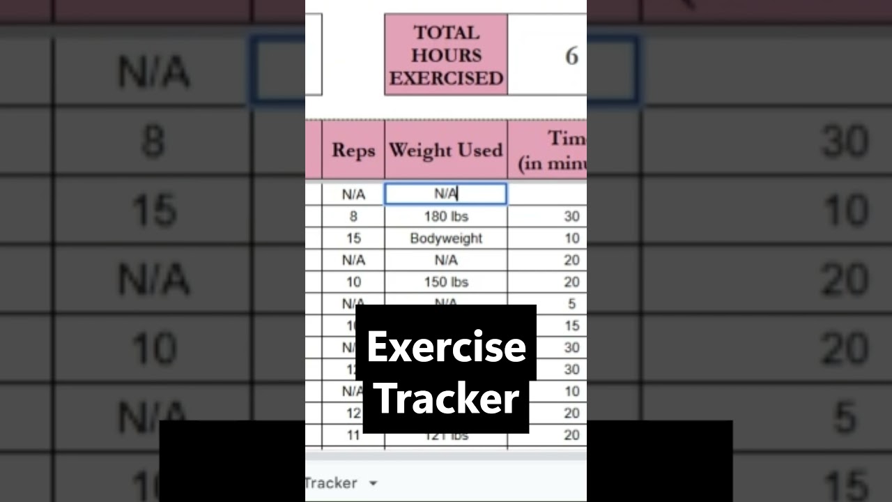 Exercise Tracker Google Sheets Fitness Tracking Excel Spreadsheet Running Log Walking Journal
