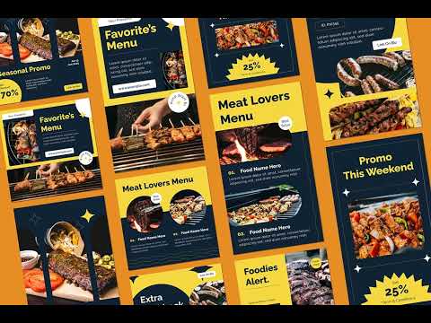 Navy Flat Design Food Instagram Pack Stock Graphics - Download at YouWorkForThem