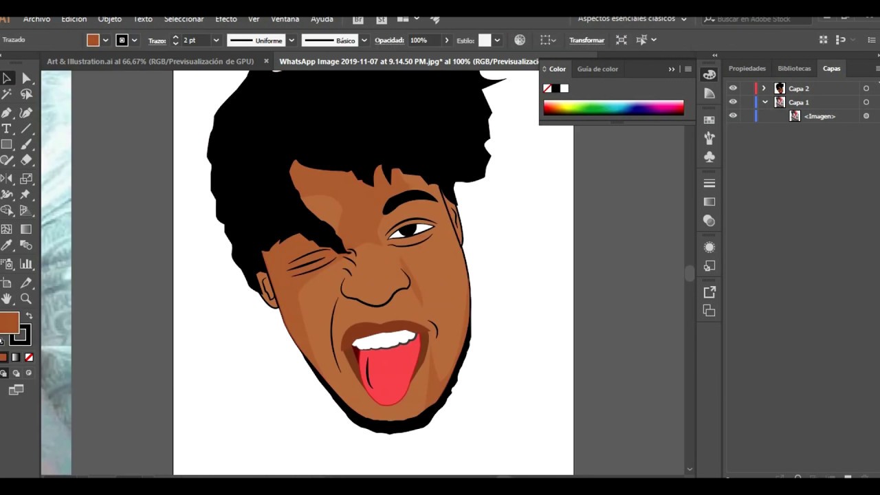 Como Dibujar o Hacer Caricatura en Adobe Illustrator en Español. TUTORIAL