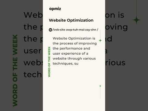 Word of the Day- "Website Optimization"