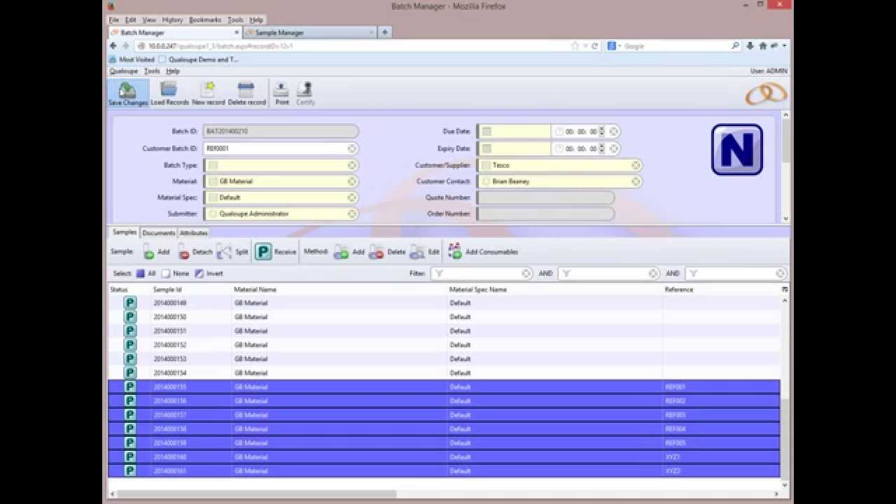 Creating Multiple Samples with the Batch Manager