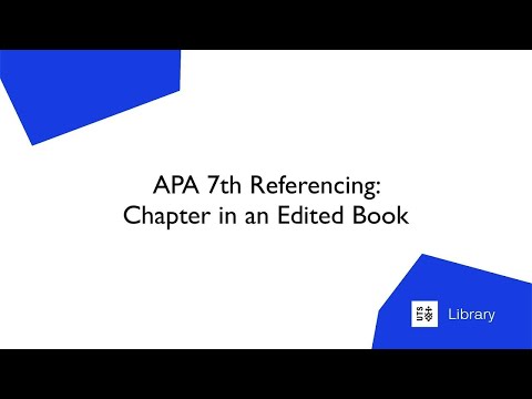 APA 7th Referencing: Chapter in an Edited Book