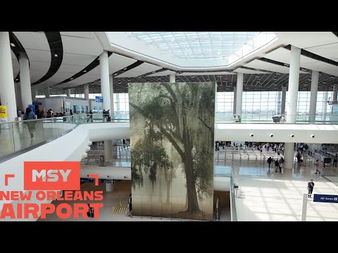 New Orleans Int'l Airport (MSY) Full Walking Tour, Departures, Arrivals, Gates and Transportation 4K