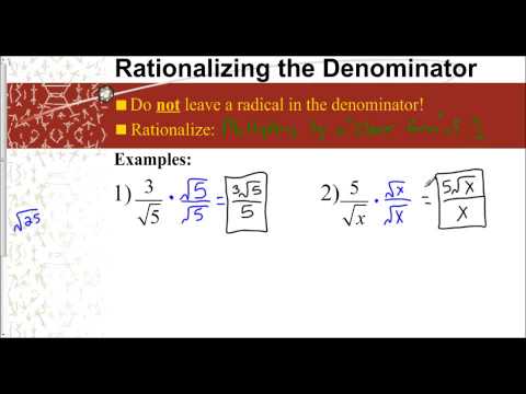 Lesson 7.5 - Rationalizing the Denominator (Roots)