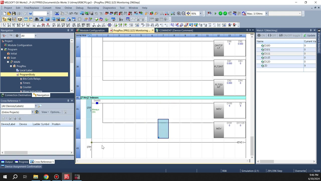 Mitsubishi Gx Works 3 - Z Indexers