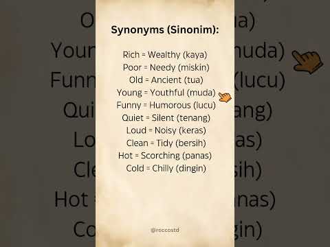 Sinonim dalam Bahasa Inggris 🇬🇧 Pt. 1 #learnenglish #englishspeaking #englishgrammar #foryoupage