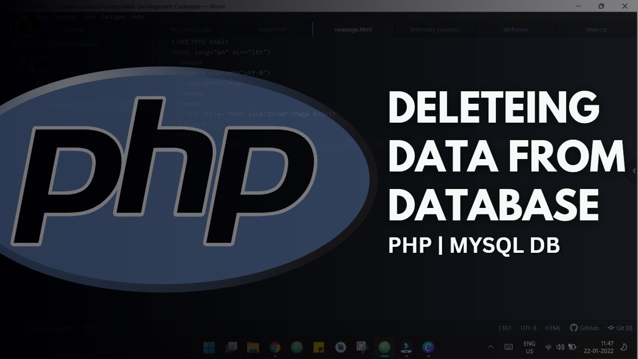 DELETING DATA FROM MySQL DATABASE USING PHP | phpMyAdmin | codeayan