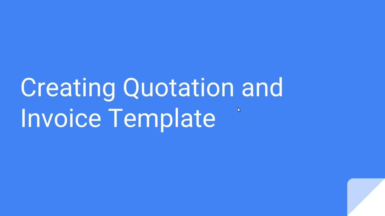 Creating Quotation & Invoice Templates - QuickGuide #3