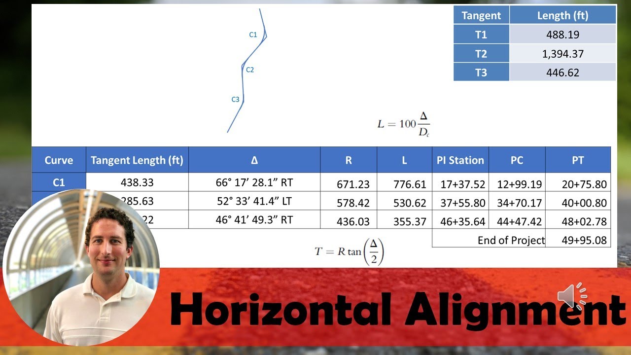 Horizontal Alignment Example Problem | Draw the Layout and Determine Values of Each Component