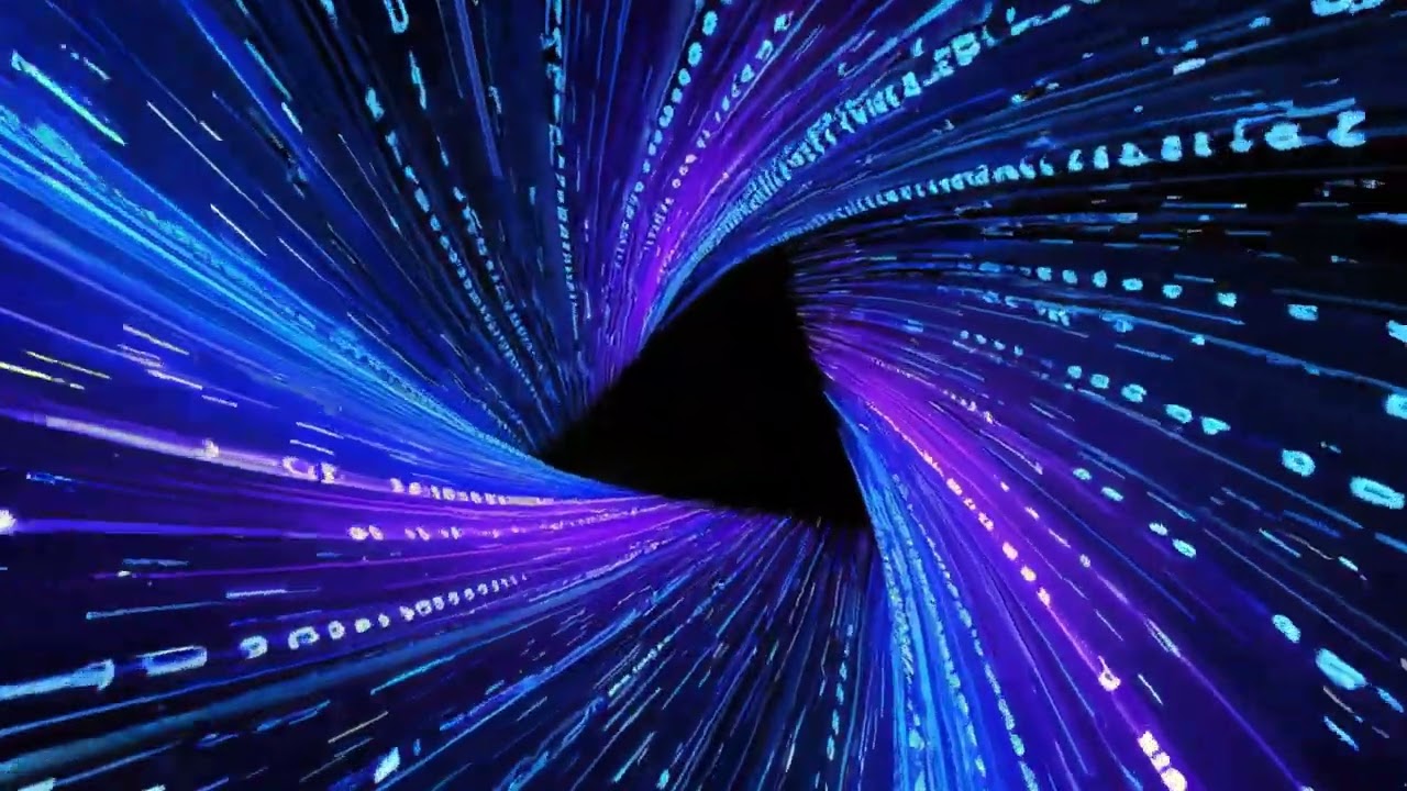 Futuristic Blue Data Tunnel Binary Code Stream Vortex Seamless Motion Background Loop Version 1