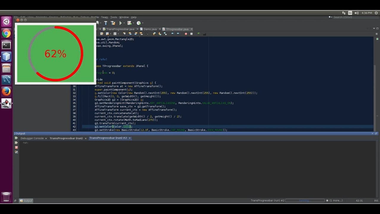 Circular Progress bar  with Transparent Center using Java