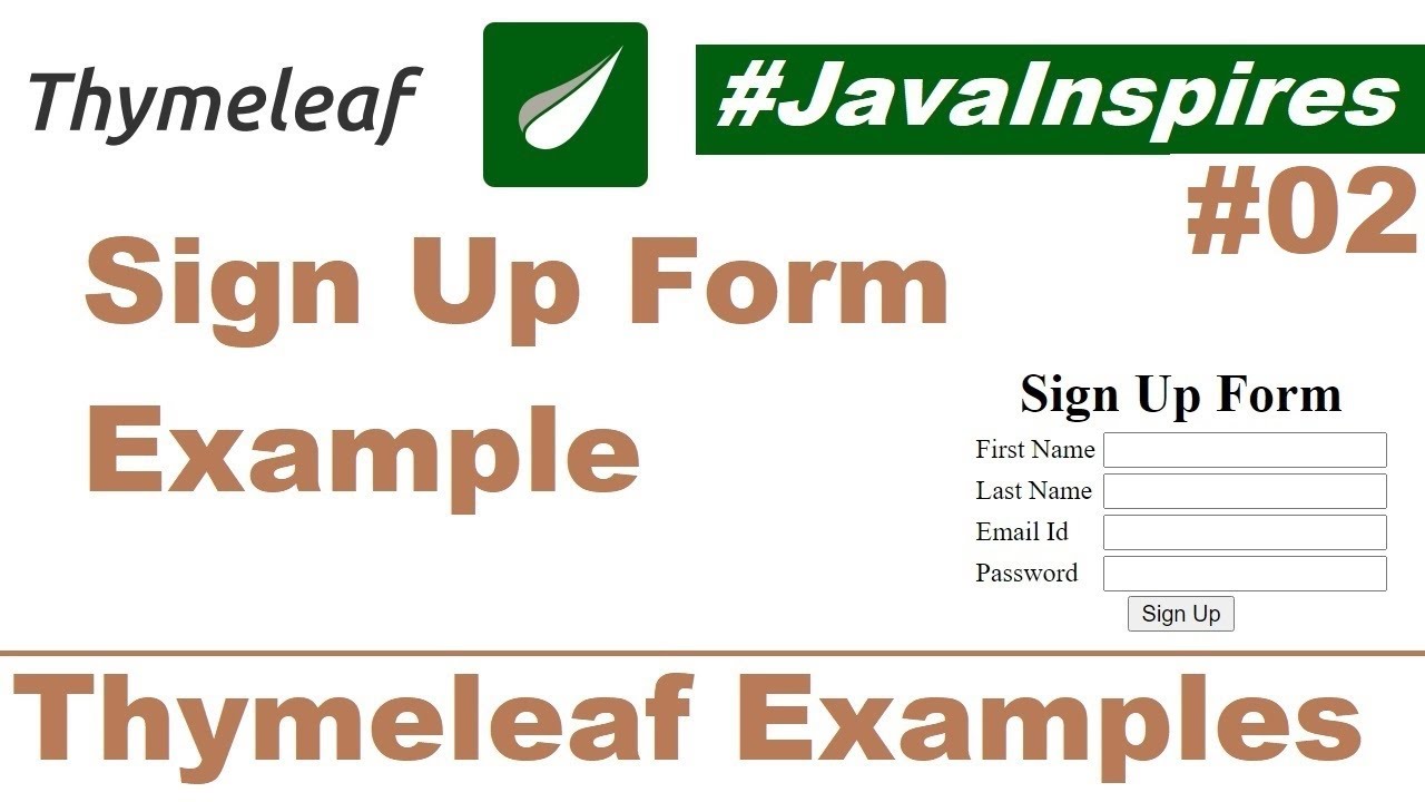 Sign Up Form Example + Thymeleaf Example | Java Inspires