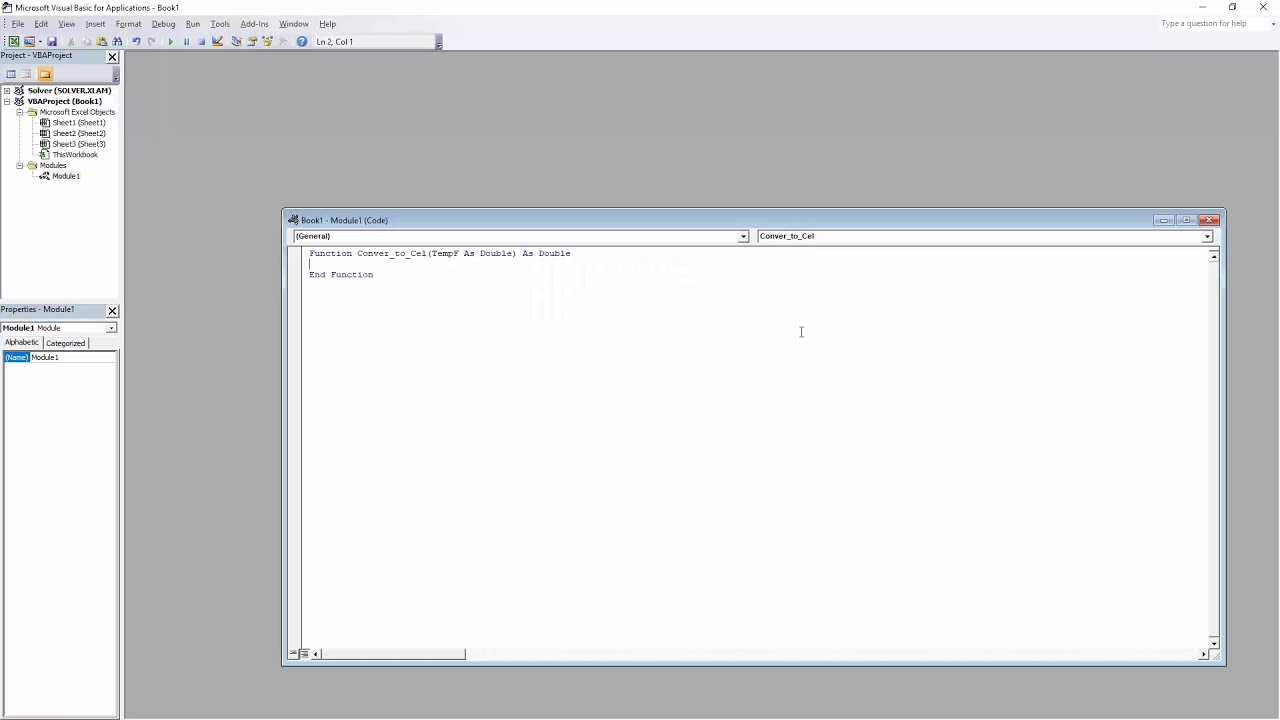 Visual Basic Excel Simple function convert temperature