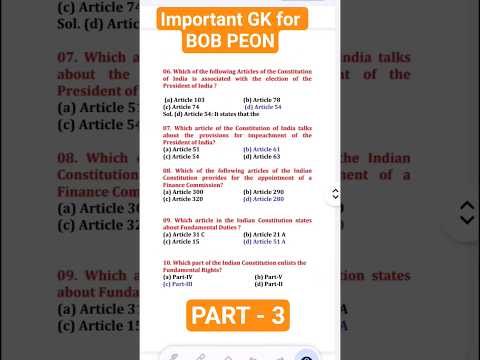 Important GK for BOB Peon Exam | BANK OF BARODA PEON CLASSES 2025 |