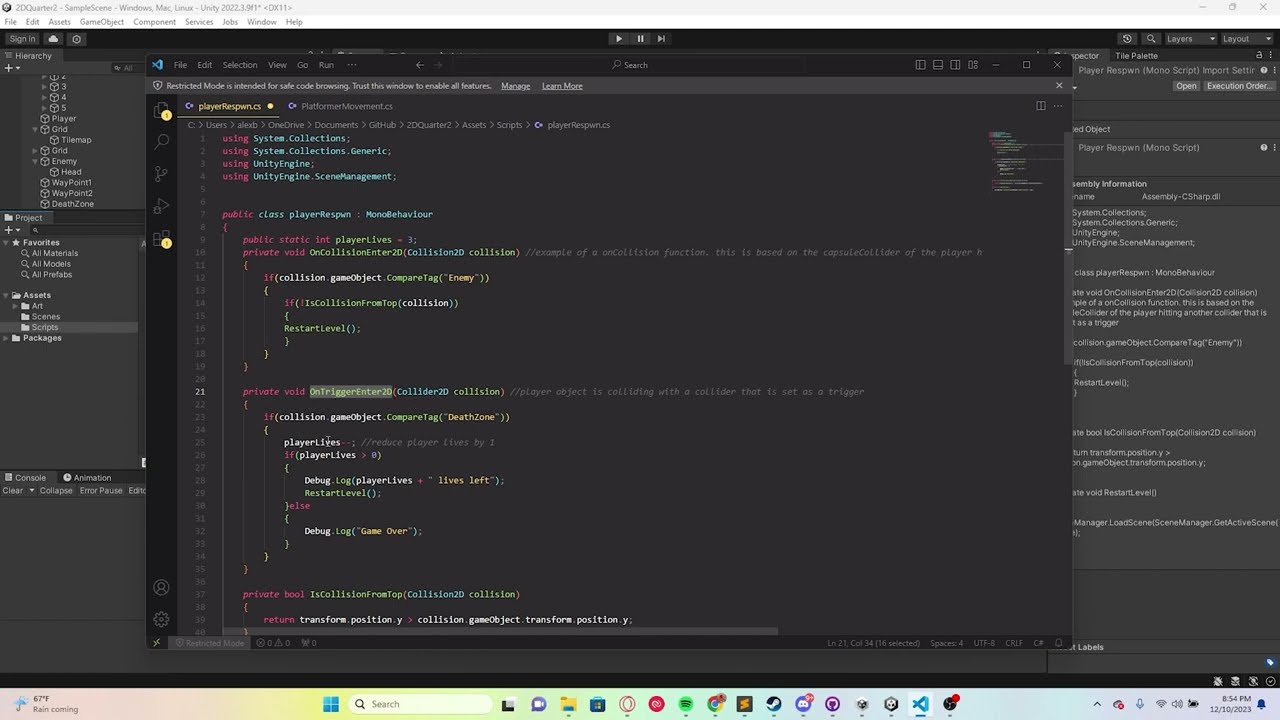 Implementing Death Zones and Velocity Capping in Unity 2D Games | Galaxy.ai