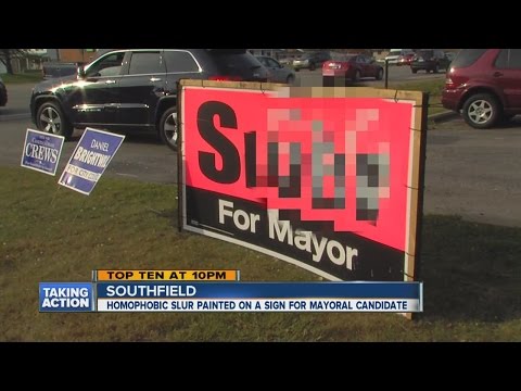 Homophobic slurs again put on candidate's signs