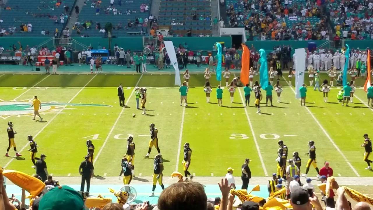 Visiting Team Entering Field at Dolphins Game