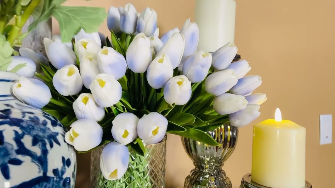 Pale Blue Pastel Real Touch Tulips