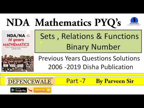 SETS ; RELATIONS and FUNCTIONS -- NDA MATH PYQ -- PART-7 -- NDA MATH DISHA PUBLICATION SOLUTION ...
