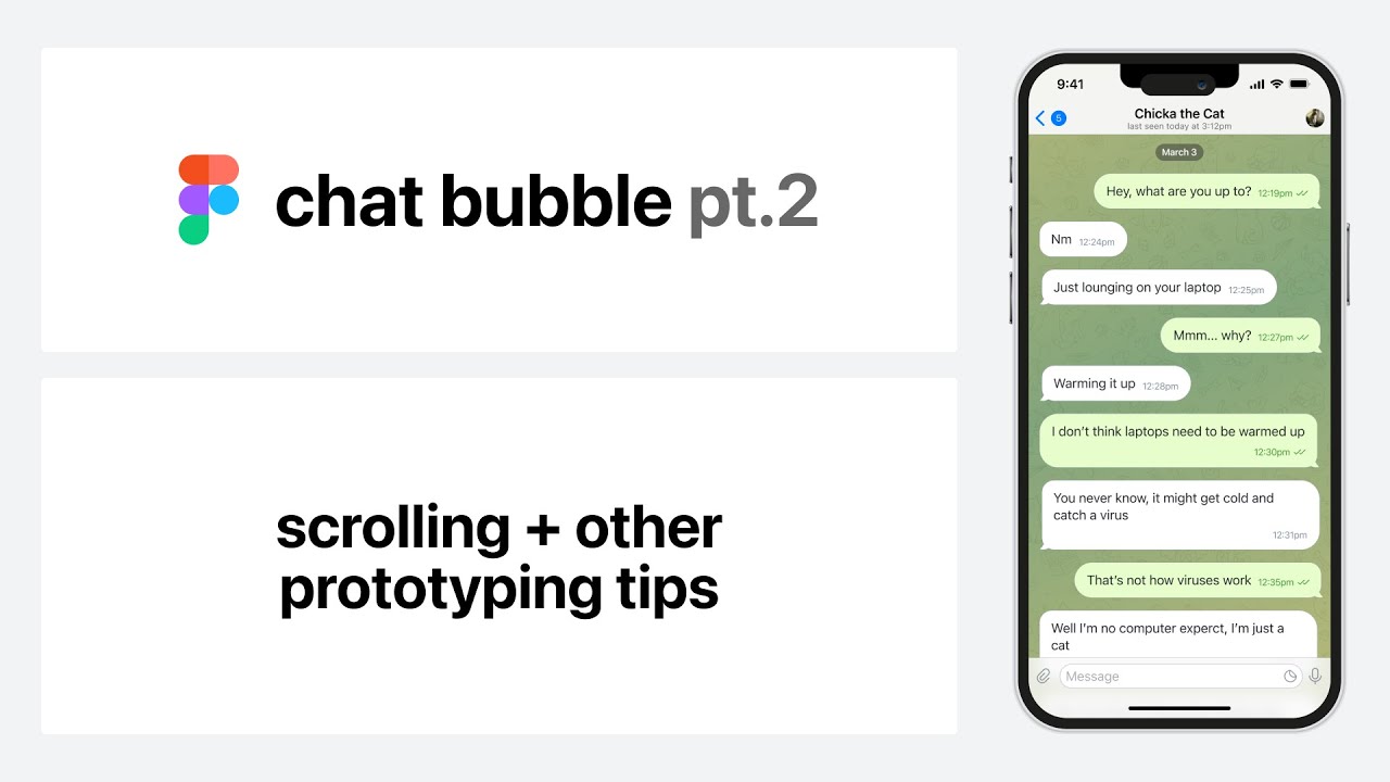 Figma tutorial: Chat (message) bubble component pt.2 / Mobile app design