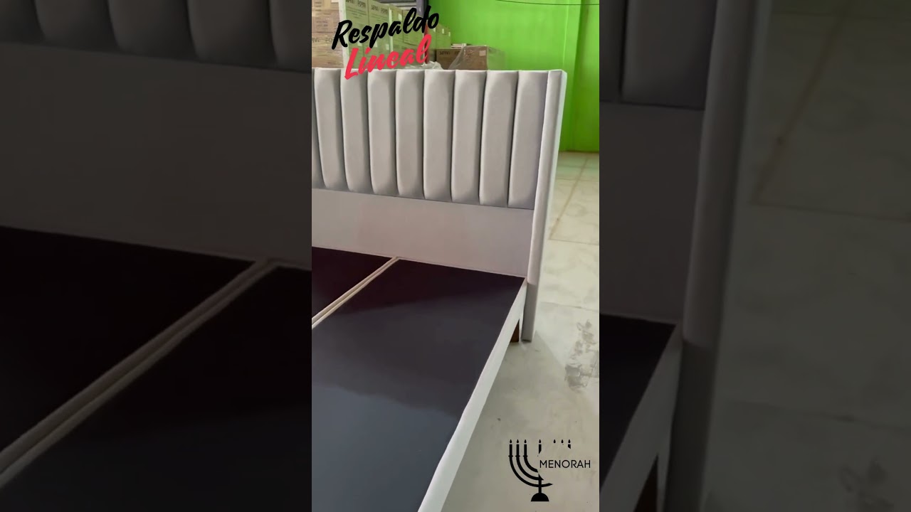 Cama base europea 2 plazas con  respaldo Lineal de marca Menorah