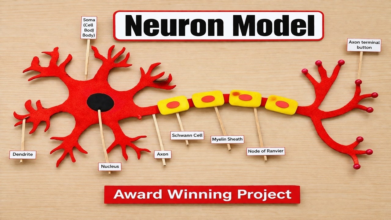 neuron structure model (3d) making project  DIY | howtofunda  | science project | still model