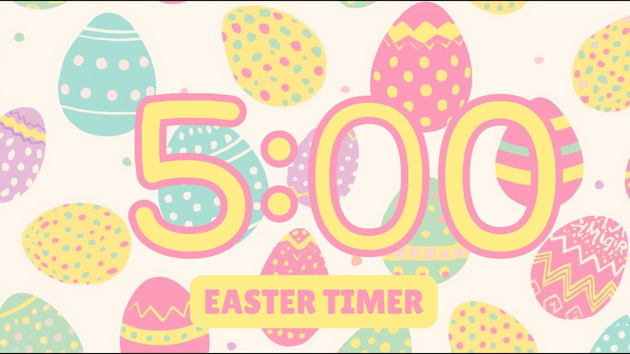 5 Minute Easter Countdown Timer with Relaxing Music | Pastel Egg Background