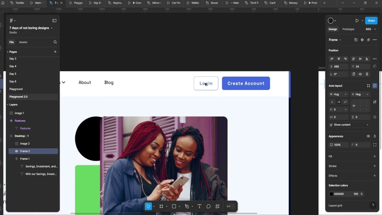 Latest Figma update while redesign a website hero section