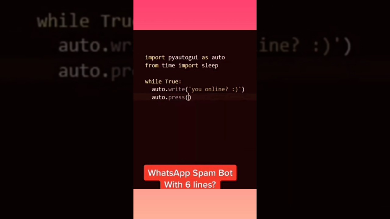 Whatsapp spam bot using python coding #coding #python #code  #pythonprogramming