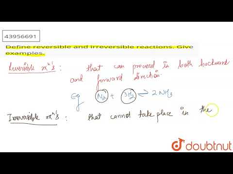 Define reversible and irreversible reactions. Give examples. | CLASS 10 | CHEMICAL KINETICS AND...