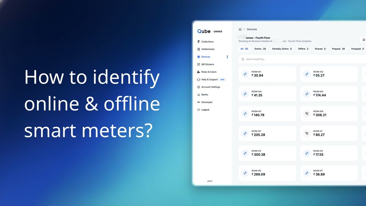 Check Online & Offline Smart Meters in Seconds | Qube Dashboard