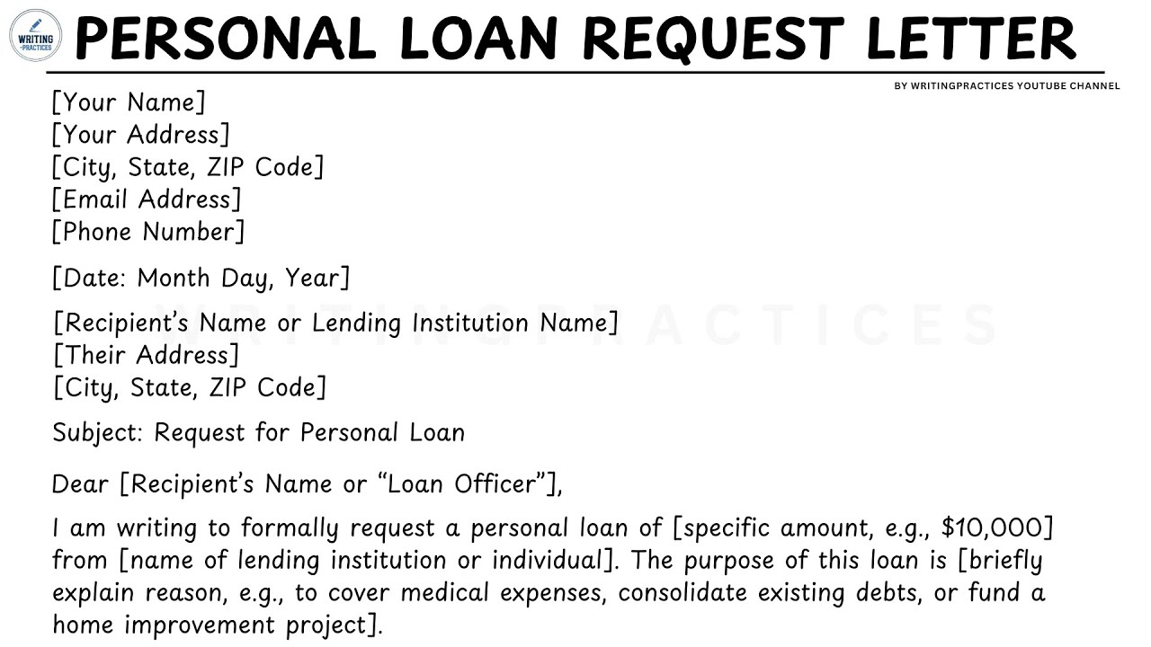 [LETTER TEMPLATE] How To Write A Personal Loan Request Letter Step by Step Guide | Writing Practices