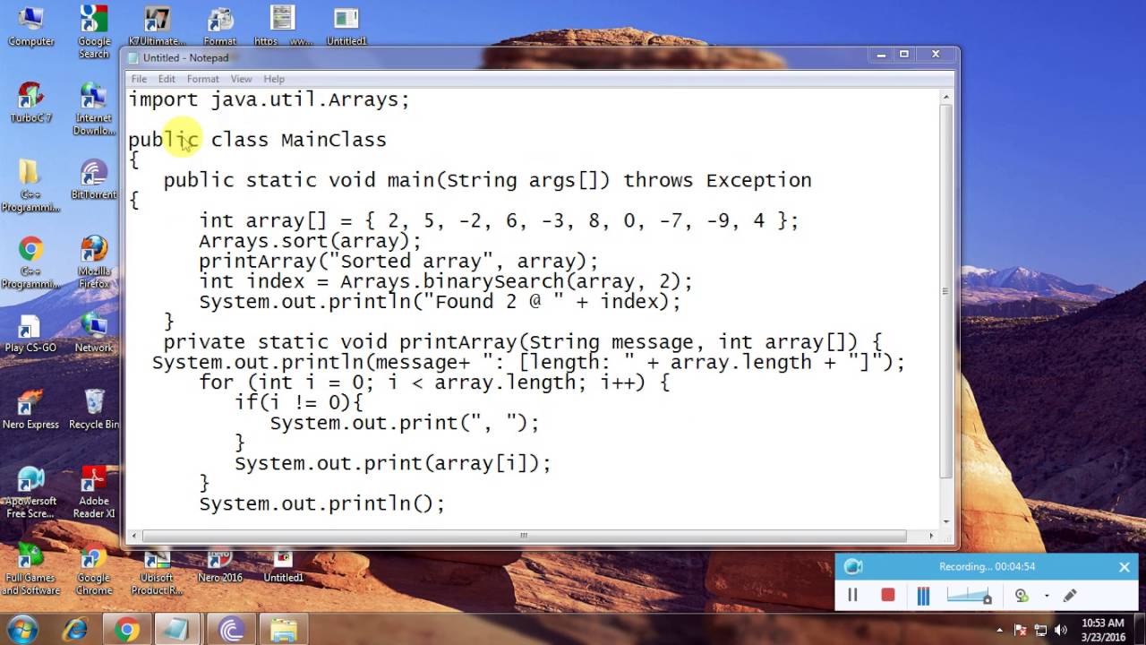 Write A Java Program To Sort An Array And Search An Element Inside It 8