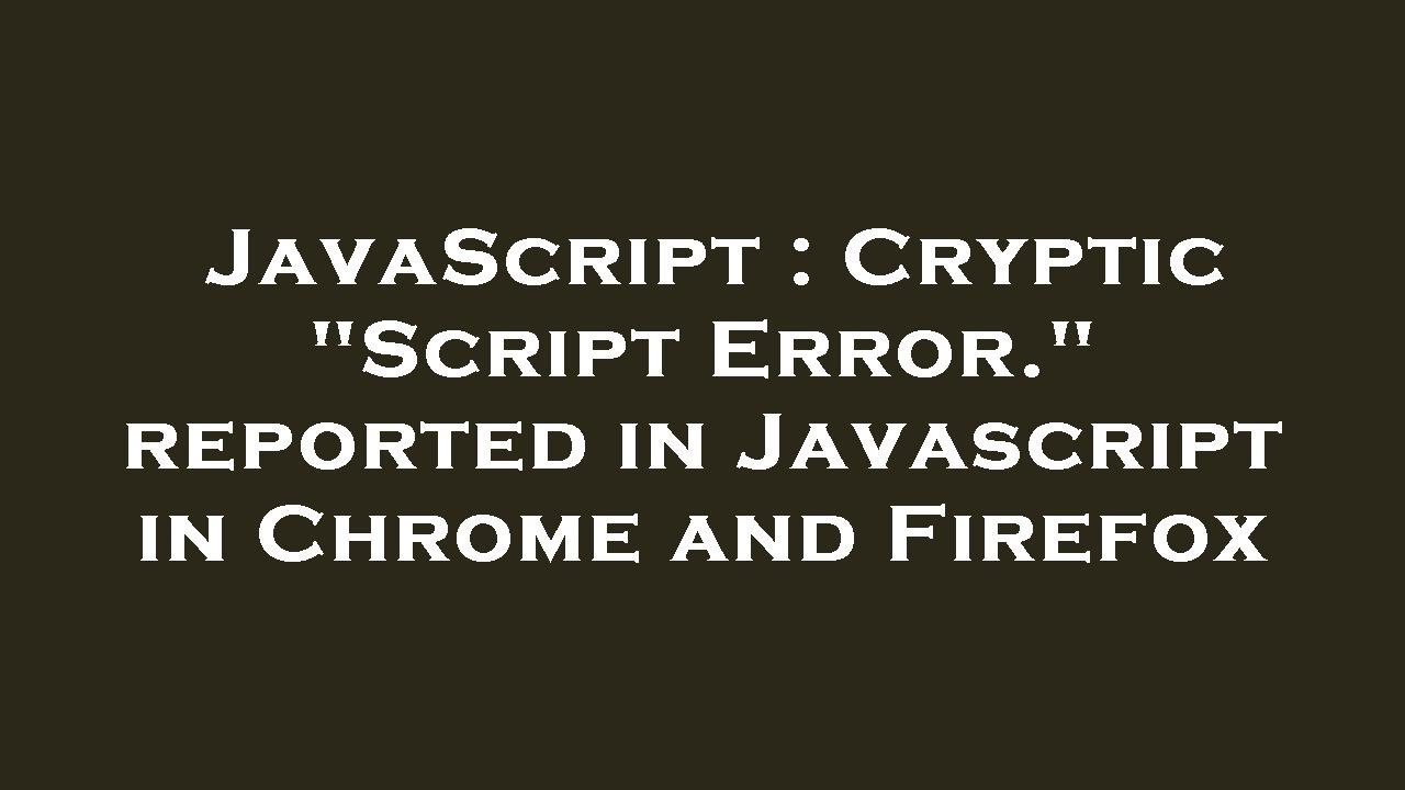 JavaScript : Cryptic 