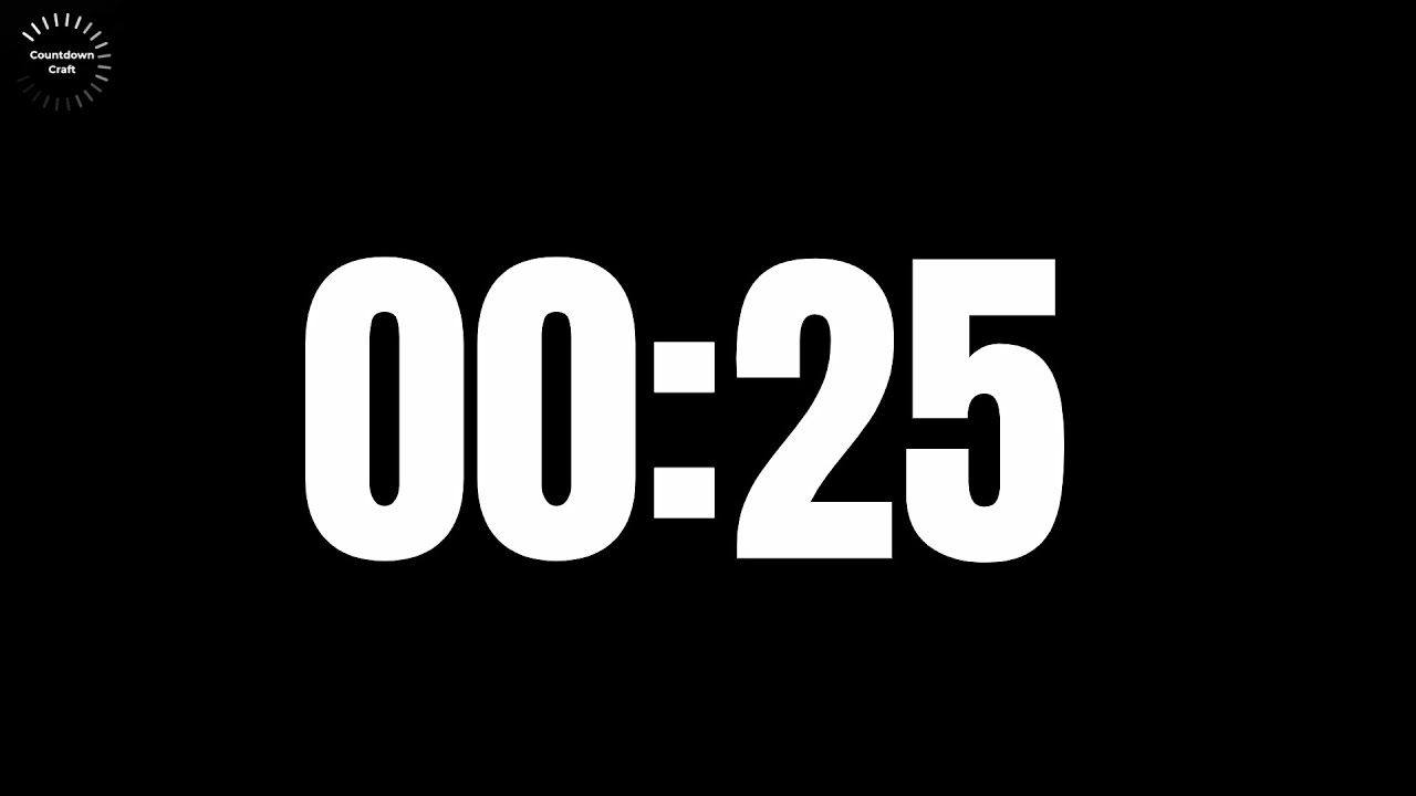 25 Seconds Countdown Timer (in Black Background)