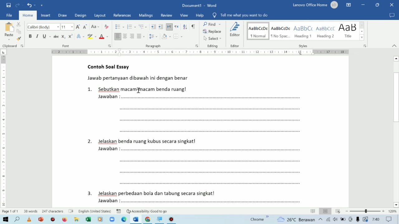 Cara Buat Soal Essay Pada Microsoft Word - Cepat & Mudah
